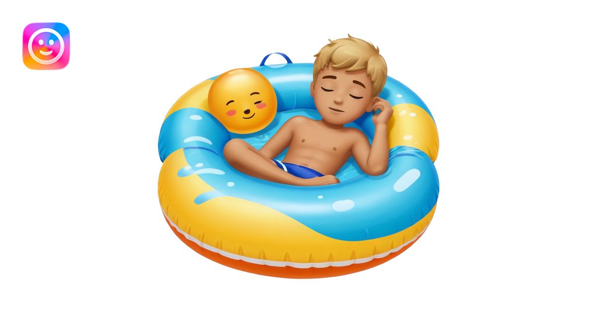boy sleeping on a float in a swimming pool emoji | AI Emoji Generator