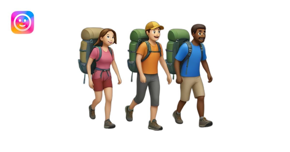 Three people hiking emoji | AI Emoji Generator
