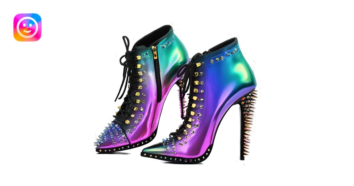 Realistic isolated top front view of a pair of Iridescent ombre studded ...