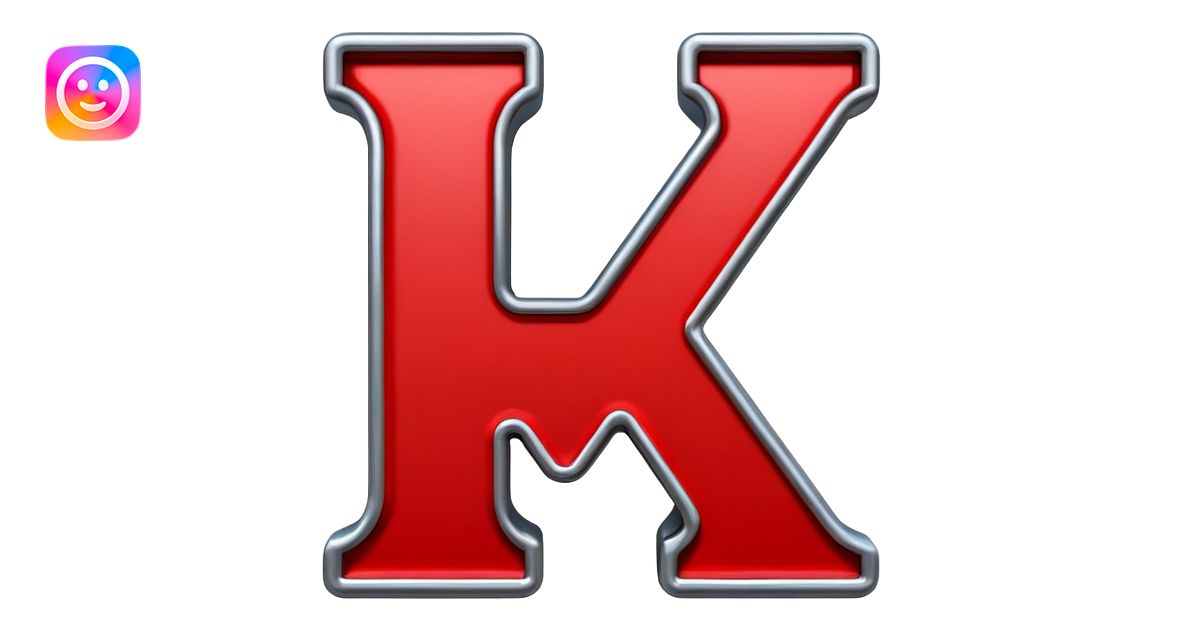 Red chain link logo in the shape of the letter K emoji | AI Emoji Generator