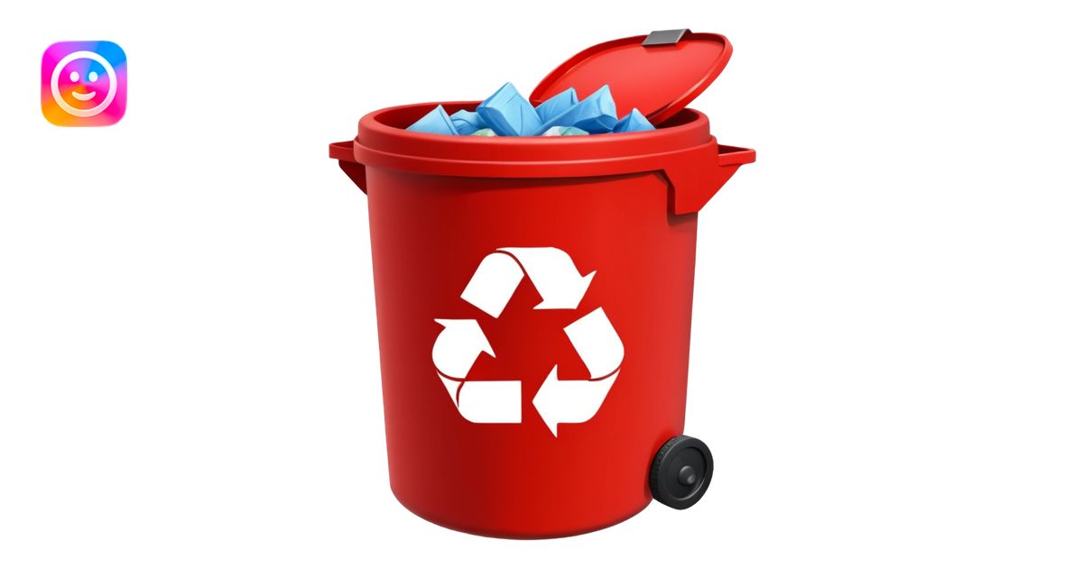 RED BIN WITH "SOLID WASTE" IN IT emoji | AI Emoji Generator