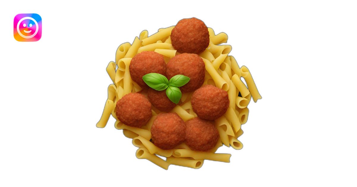 pasta mixed with meat balls on a palte emoji | AI Emoji Generator