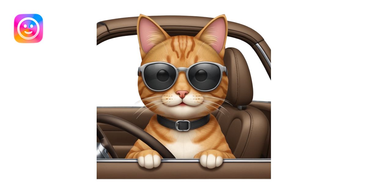 Cat driving a car emoji | AI Emoji Generator