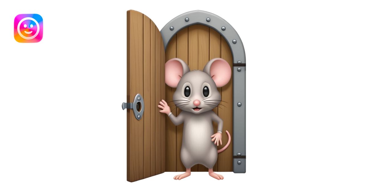 Scared Mouse open Little Door in the wall emoji | AI Emoji Generator