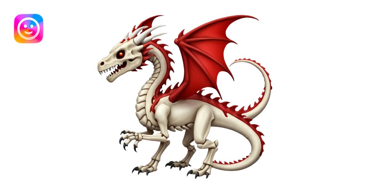 skeletal skeleton bone dragon with blood markings emoji | AI Emoji ...