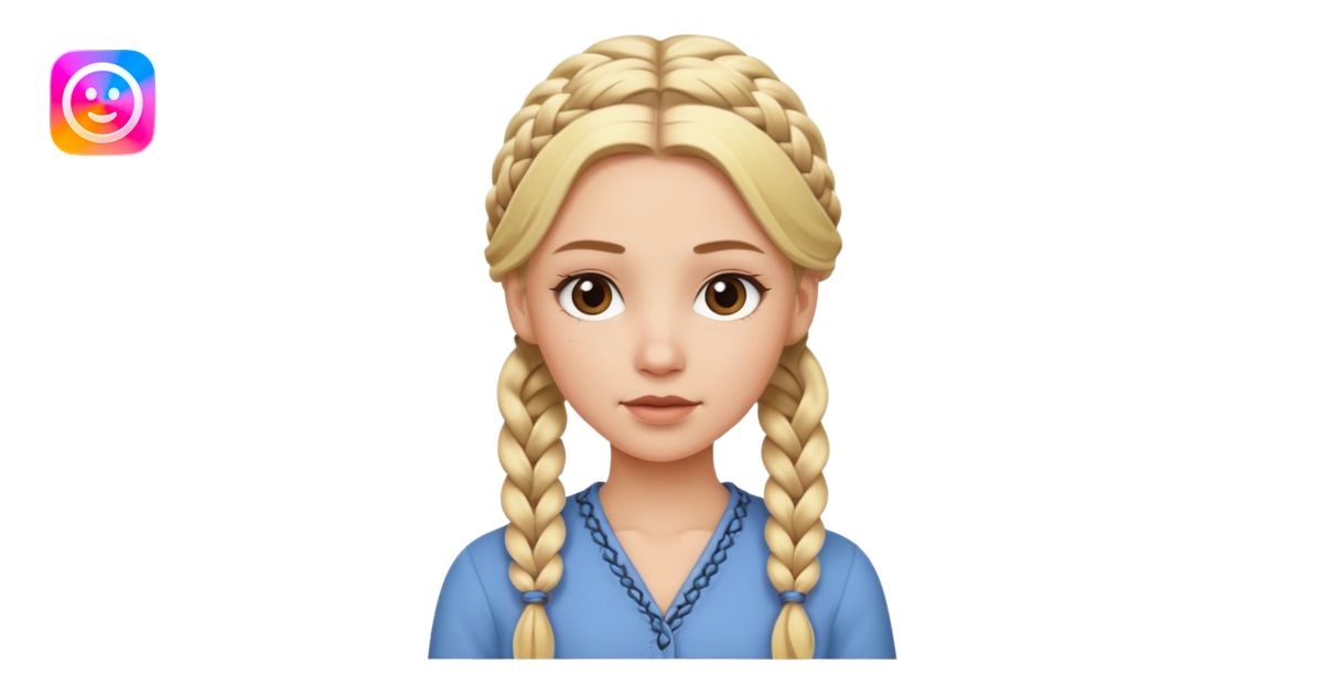 white girl 10 blonde braids emoji | AI Emoji Generator