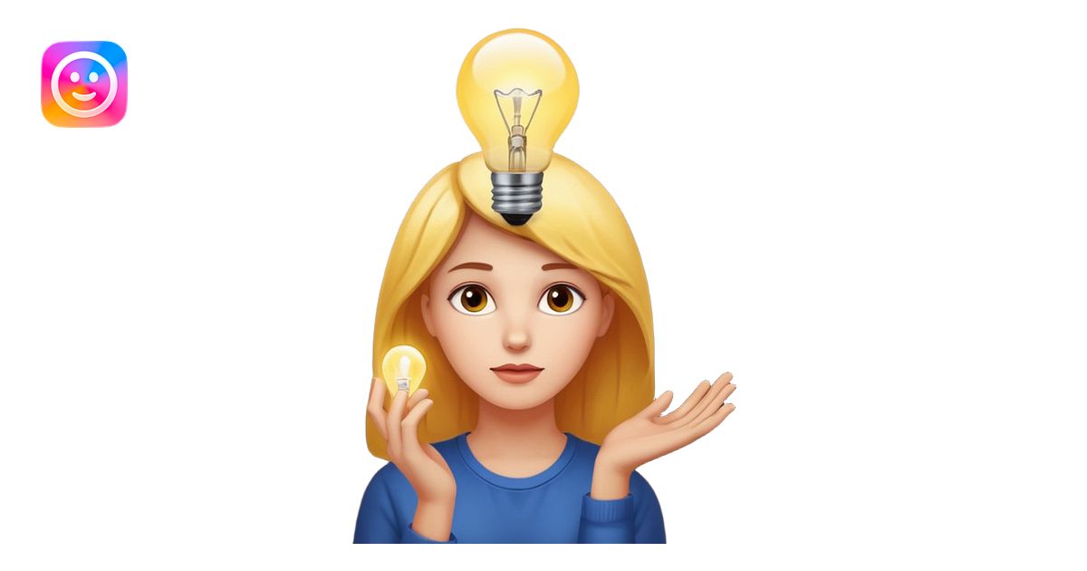 Woman thinking with a light bulb over her head emoji | AI Emoji Generator