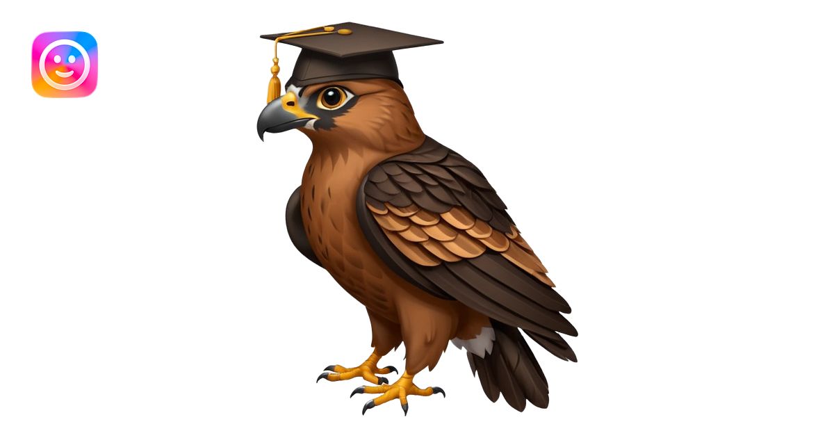 falcon with a black grad cap - semi realistic emoji | AI Emoji Generator
