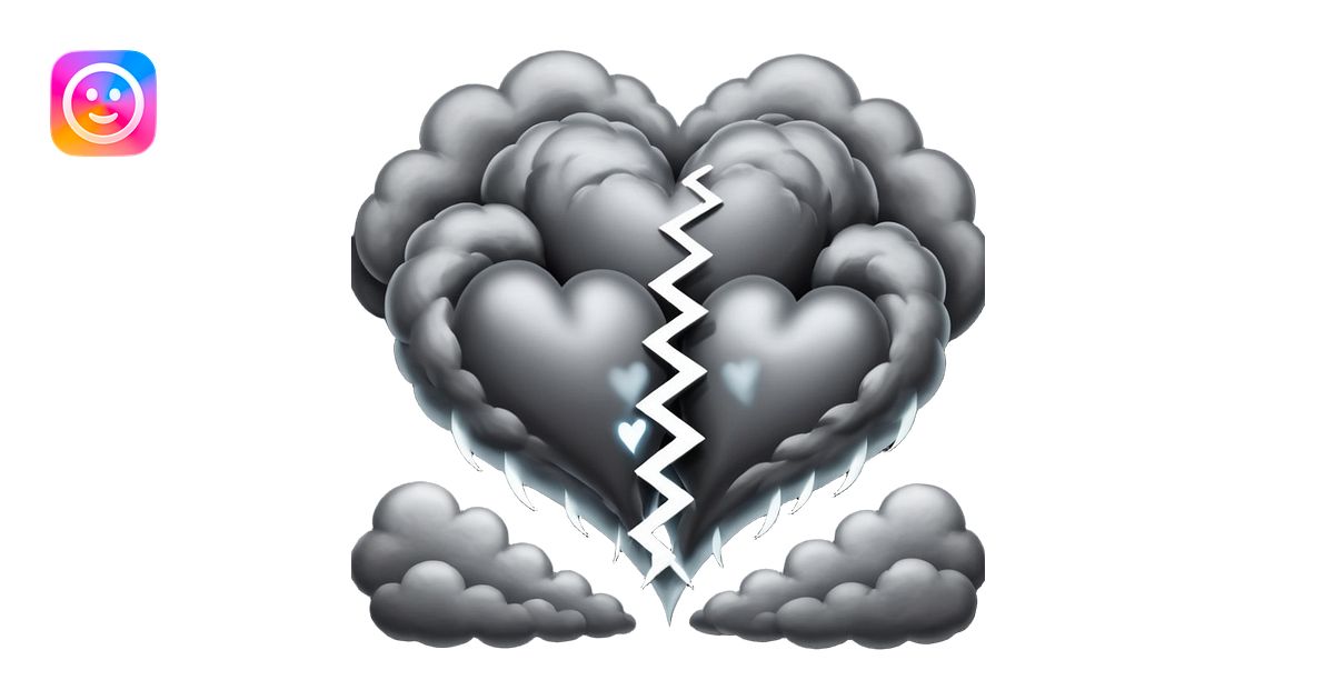 storm cloud above two hearts emoji | AI Emoji Generator