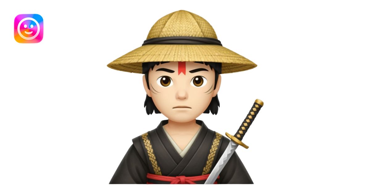 Samurais in Hat, Samurai with straw hat and sword sheath emoji | AI ...