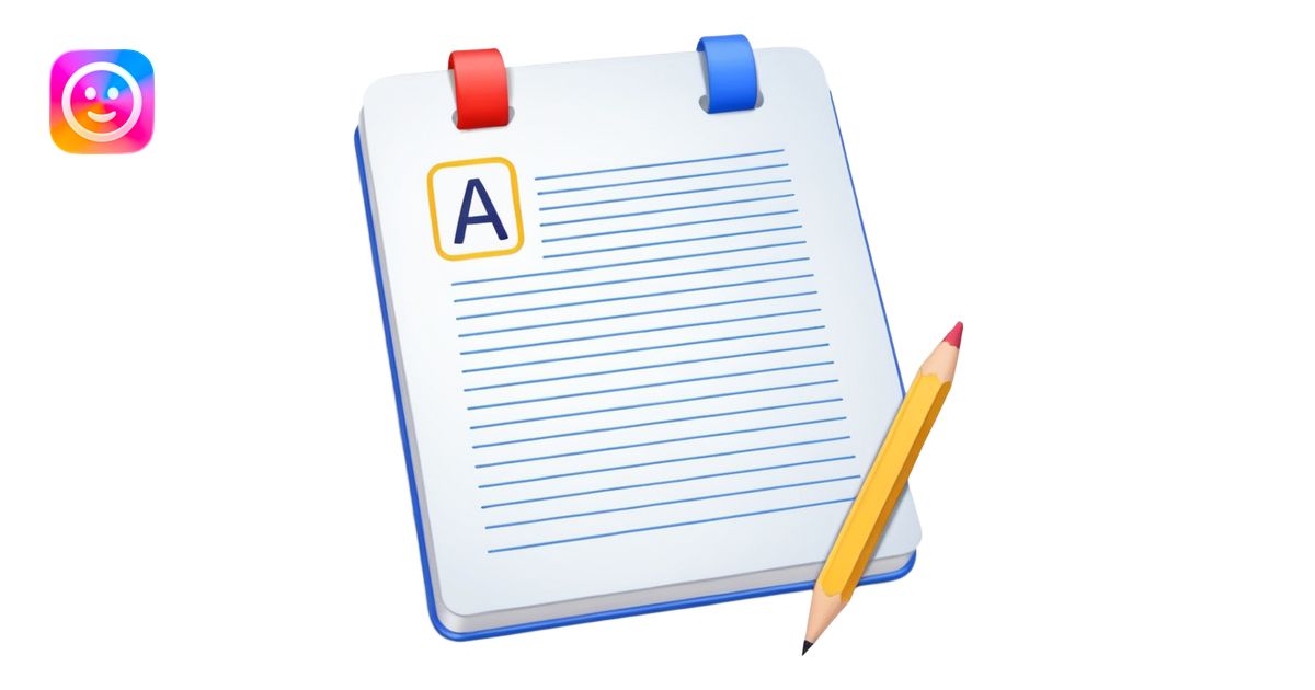 exam paper with “ABC” letters and a pencil emoji | AI Emoji Generator