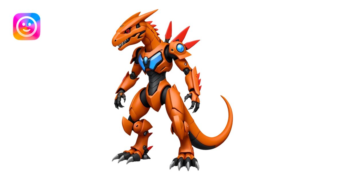 Cool Futuristic Black Orange Digimon-Fakemon-Guilmon-Velociraptor ...