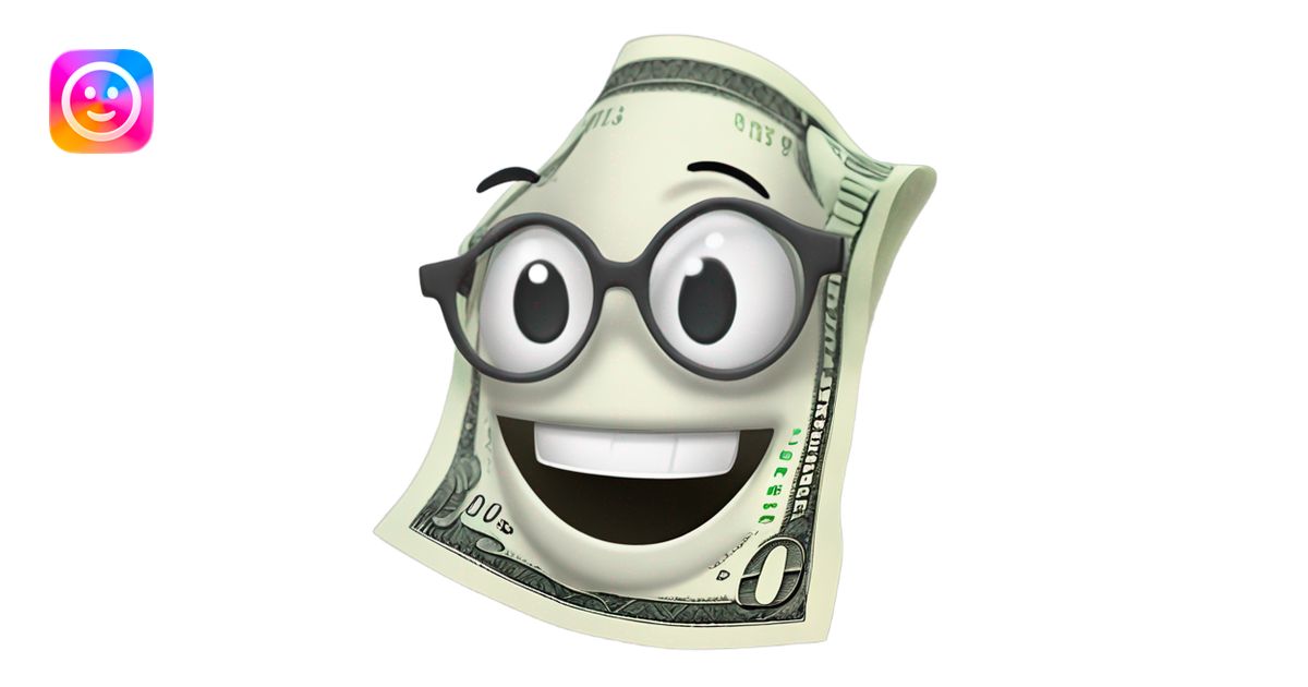 An alive dollar bill excited to do his taxes emoji | AI Emoji Generator