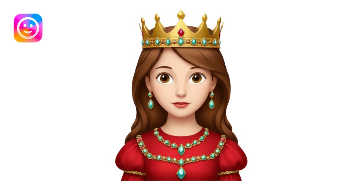 Renaissance lady – brown hair in jeweled crown, red dress with gold ...