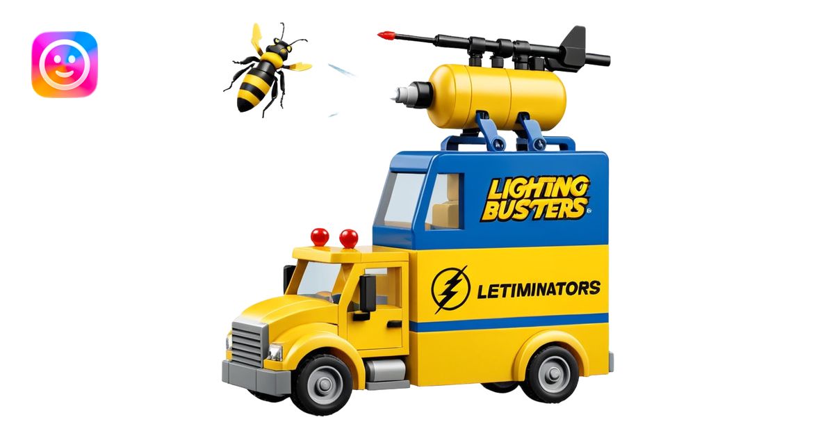 Dribble’s lightning Bug busters exterminators moving truck Lego emoji ...