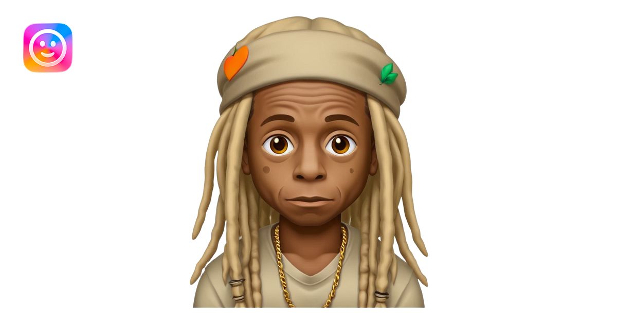 Create an iOS-style emoji of Lil Wayne. Neutral facial expression ...