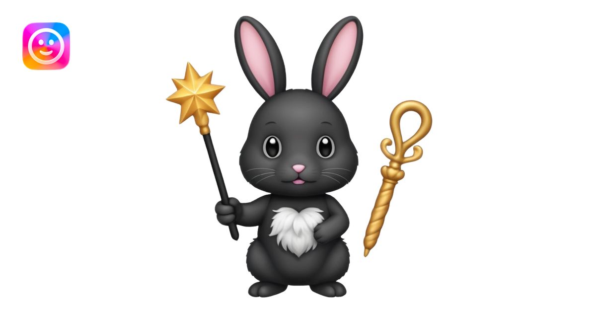 Black bunny with wand emoji | AI Emoji Generator