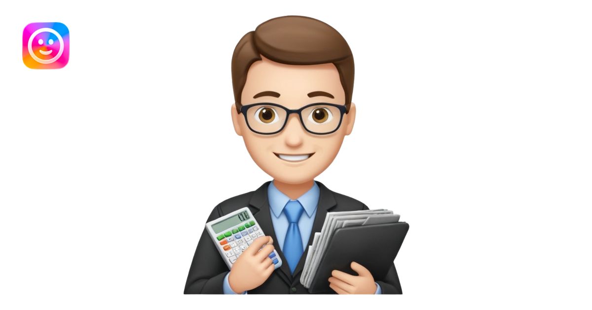 emoji, of a male AUDITOR smiling with Finance spreadsheet , a ...