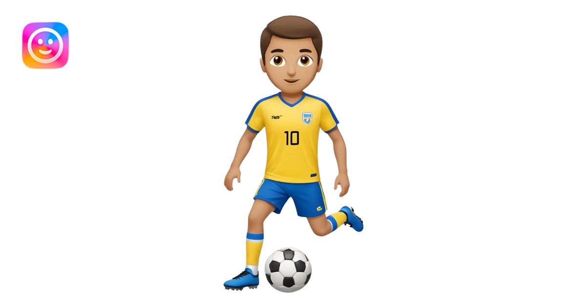 Persian soccer player in full soccer team kit with a yellow top, blue ...