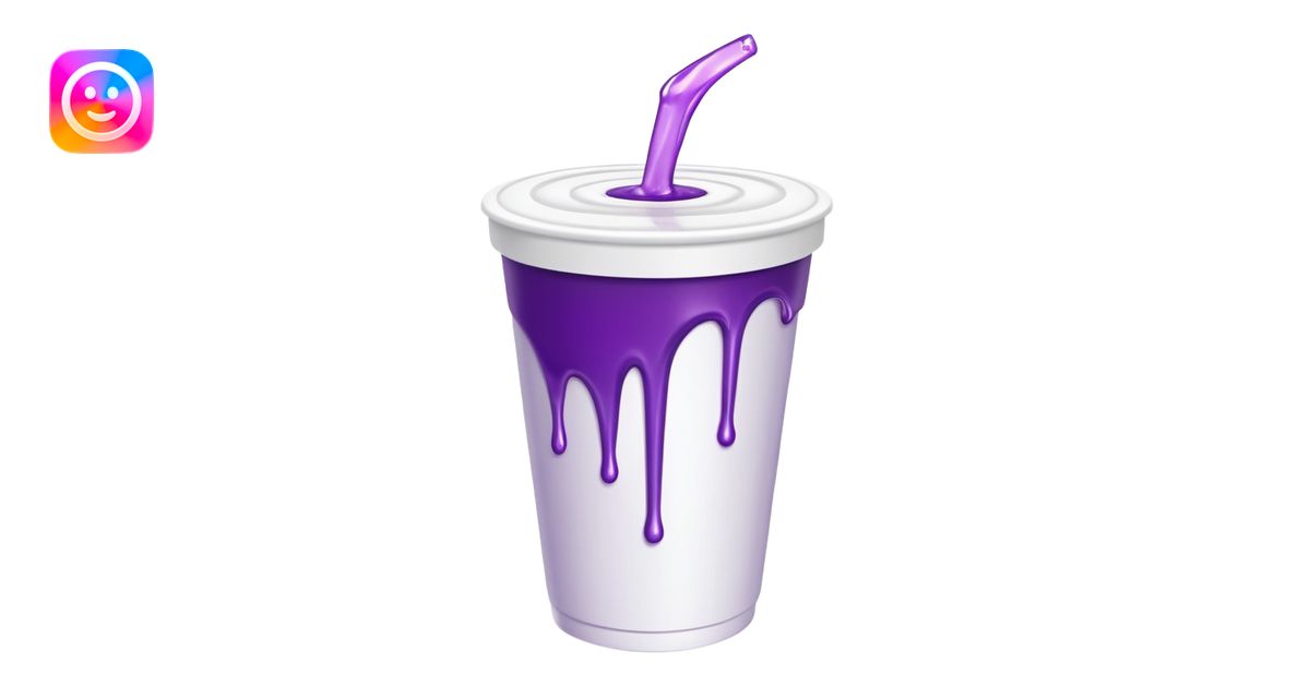 White Double Styrofoam cup with purple liquid on spilling out emoji ...