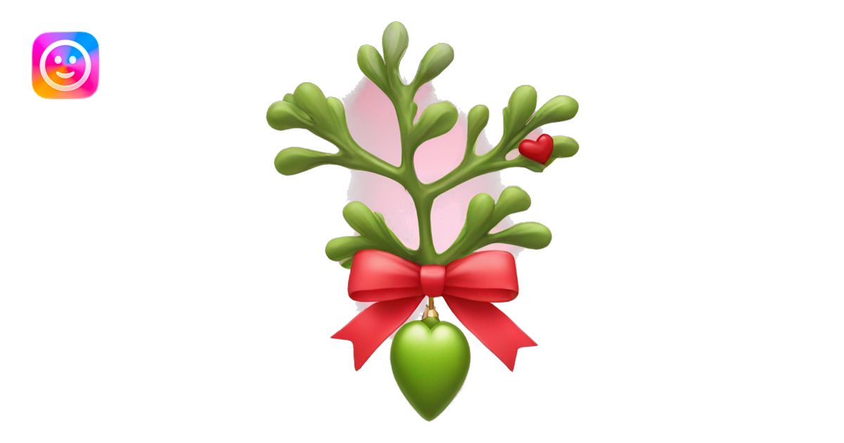 mistletoe with red bow on pink heart emoji | AI Emoji Generator