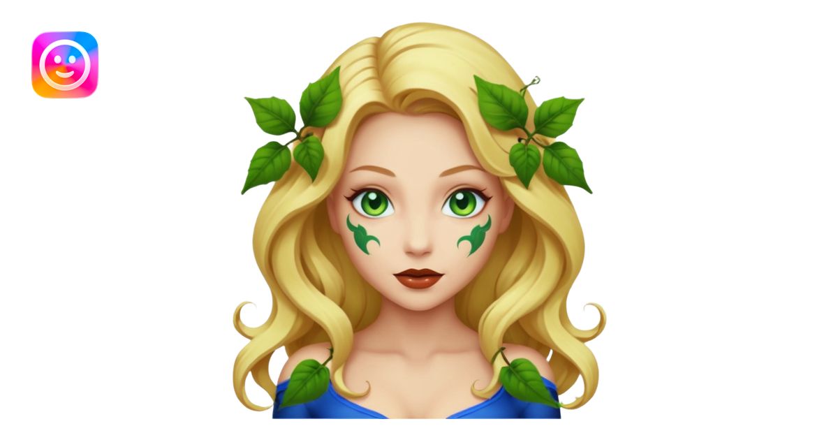 Poison ivy emoji with blonde hair and blue eyes to show she is ...