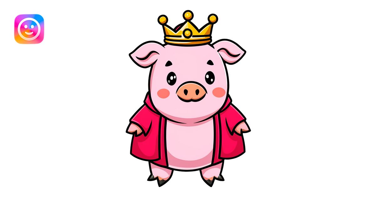 Pink pig wearing a golden crown and royal red robe, Technoblade image ...