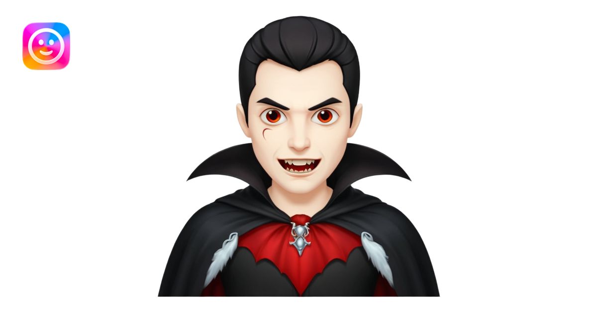 Vampire dracula – Pale figure with fangs and cape emoji | AI Emoji ...