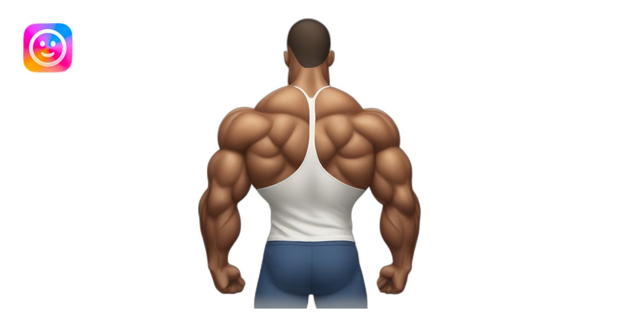 bodybuilder with wide and dense back muscles emoji | AI Emoji Generator