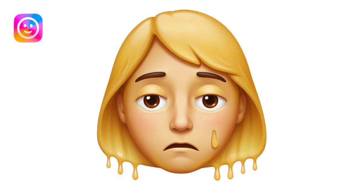 Apple-style emoji person inspired by the Apple melting face emoji (🫠 ...