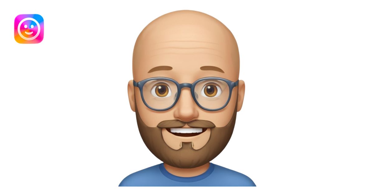 Bald white man with glasses and beard smiling big emoji | AI Emoji ...