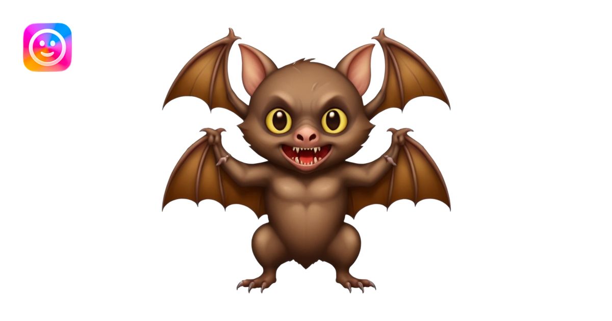 full body of vampire bat with fangs, front face emoji | AI Emoji Generator