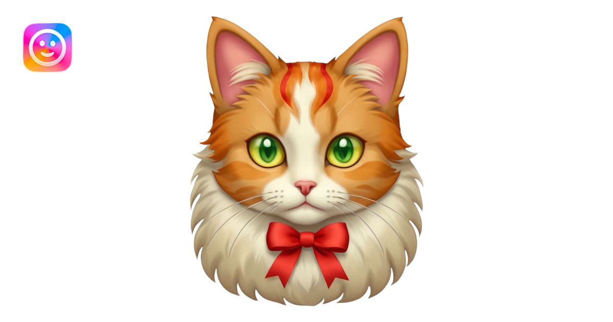 Dilute calico cat with ribbon emoji | AI Emoji Generator