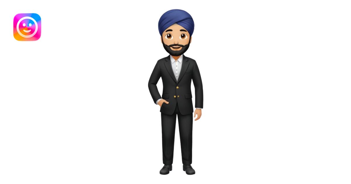 Sikh man with turban styled in a premium black coat pant suit with ...