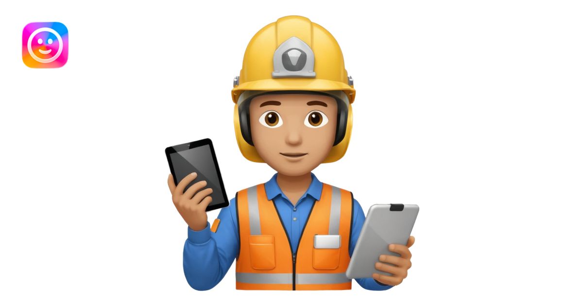 a guy wearing safety outfit with helmet holding a safety first tablet ...