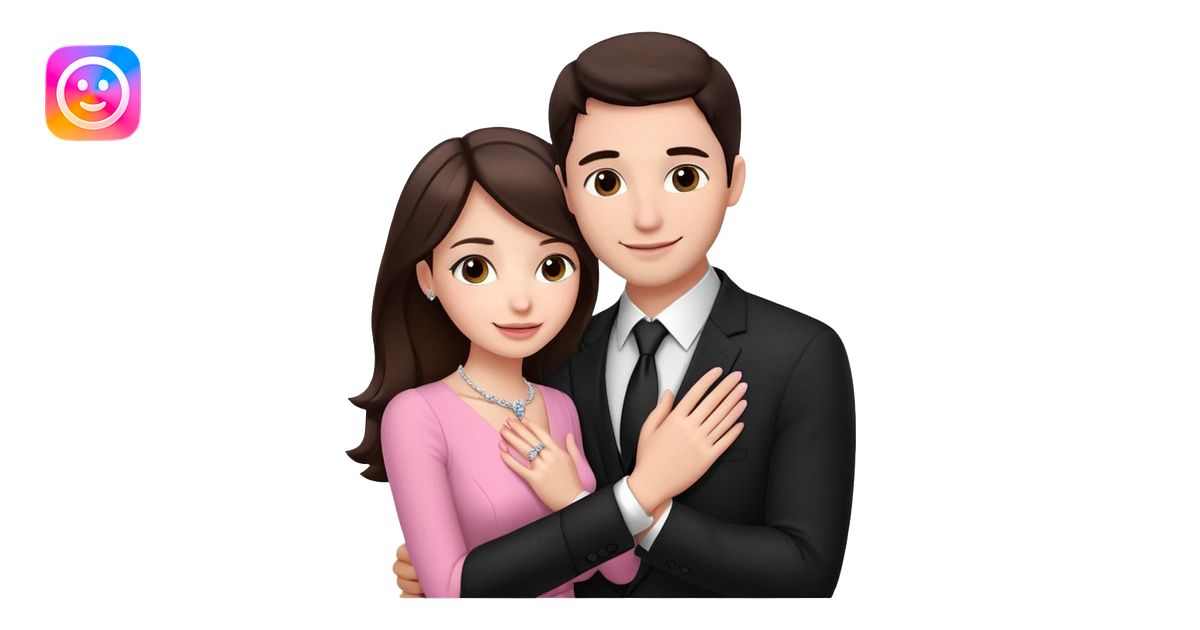 Brunette girl, with an engagement ring on her finger hugging a handsome ...