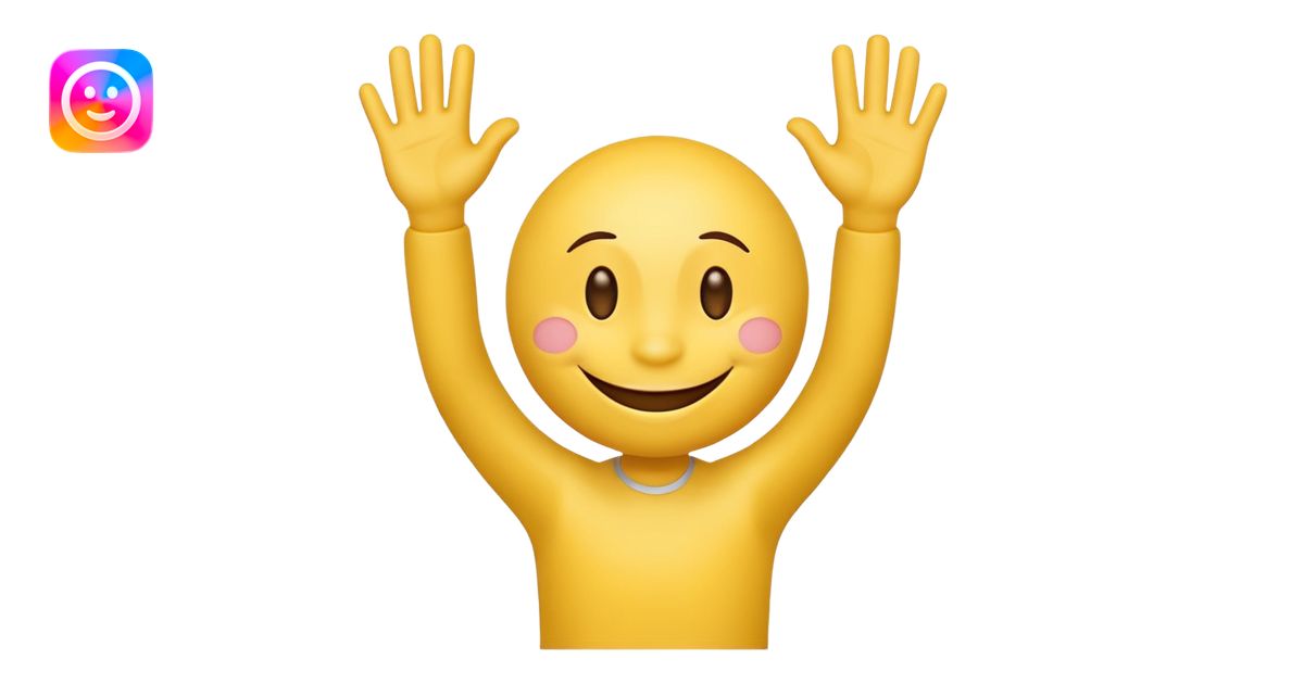 Smiley face with hands waving emoji | AI Emoji Generator