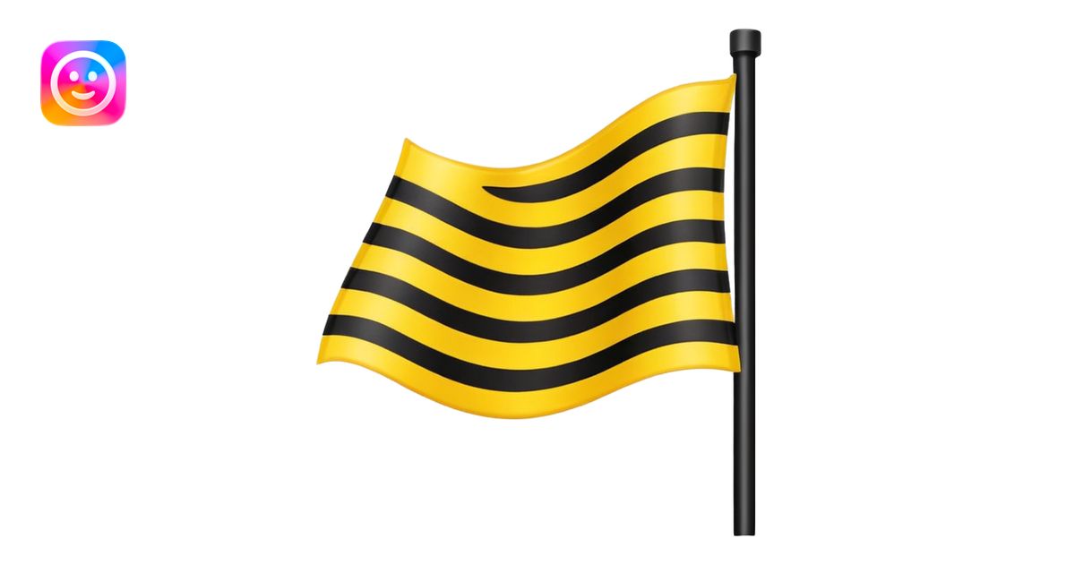 Create 2 yellow lined and 1 black lined flag emoji and put black line ...