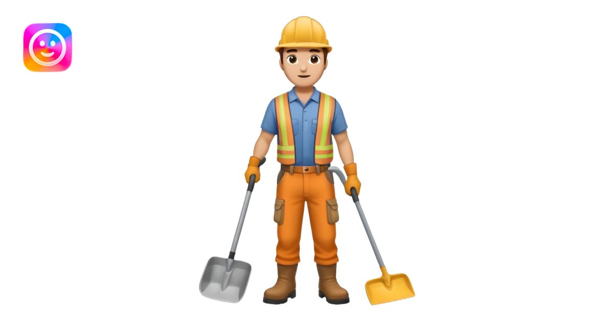 Landscaping company worker, shoveling, full body emoji | AI Emoji Generator