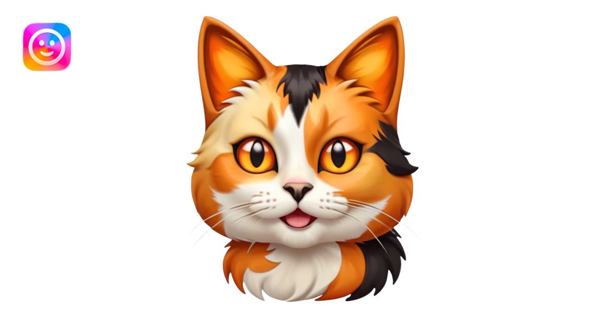Cinematic Comical Calico Cat Portrait Emoji, Head tilted dramatically ...
