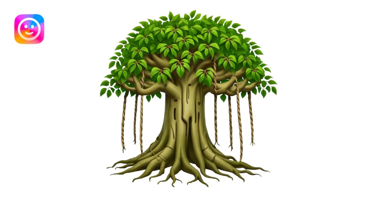 Banyan tree with hanging roots emoji | AI Emoji Generator