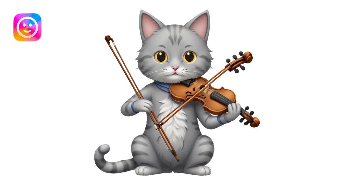 grey cat play violin, long full body emoji | AI Emoji Generator
