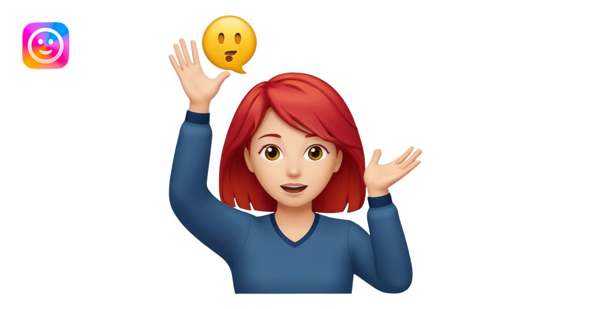 lady with red hair throwing her ands in the air saying why emoji | AI ...