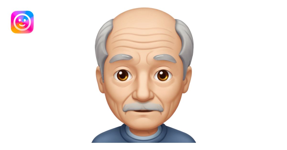 señor muy mayor pelo gris sin bigote con poco pelo emoji | AI Emoji ...