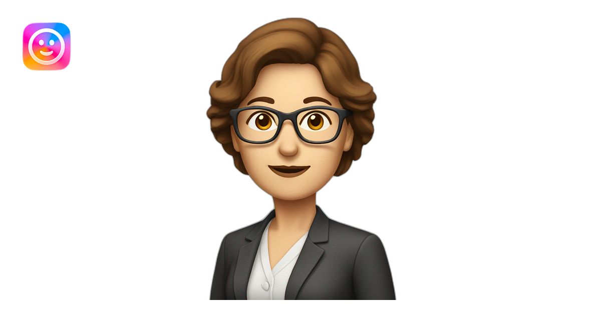 middle-aged accounting woman with brown midhair and glasses emoji | AI ...
