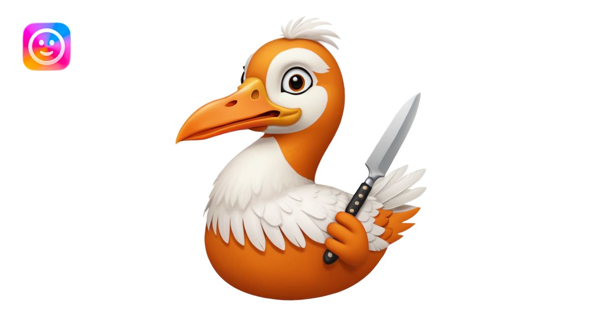 Silly Goose, holding knife in mouth emoji | AI Emoji Generator