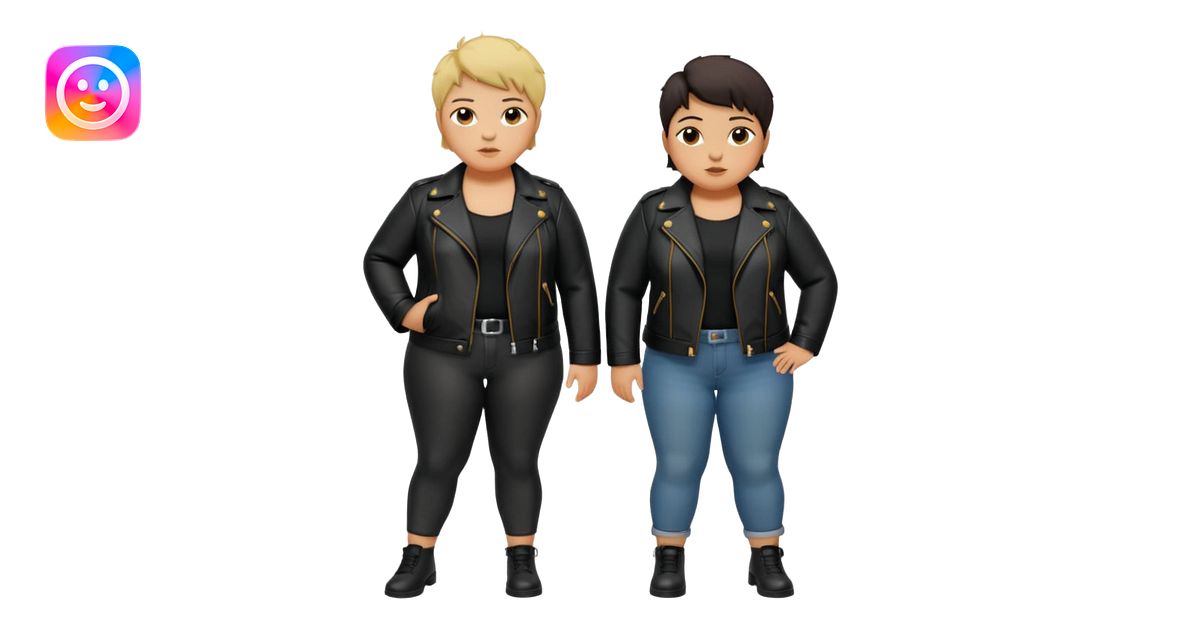Two Chubby butch lesbians ugly as hell emoji | AI Emoji Generator