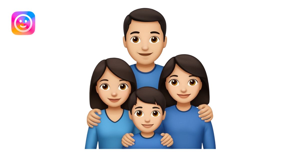 Light skin dark hair, Hispanic family of 6 emoji | AI Emoji Generator