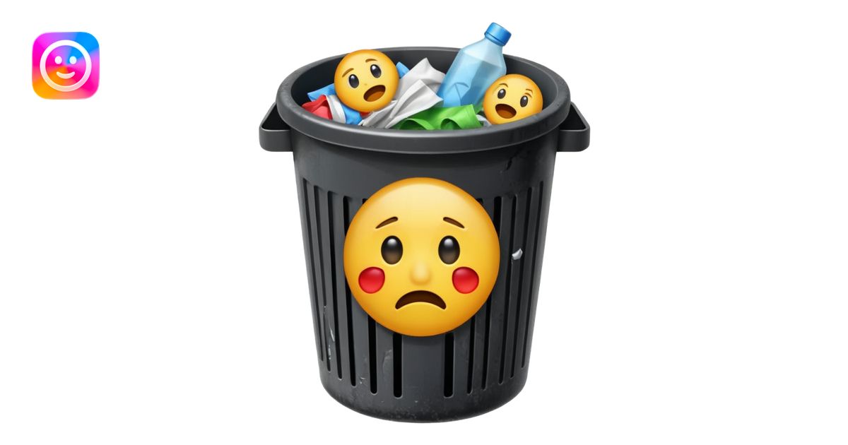 put an emoji into a trash bin. show just the emoji in a trash bin emoji ...