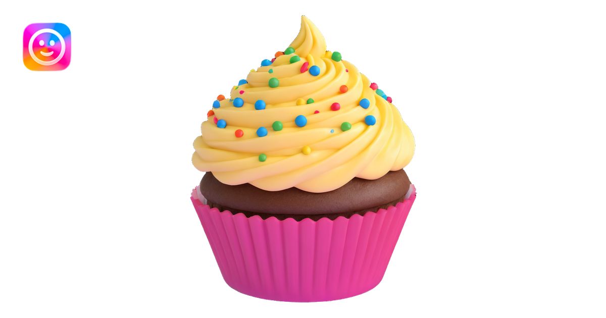 rainbow cupcake, 3D style, glossy icing, colorful sprinkles emoji | AI ...
